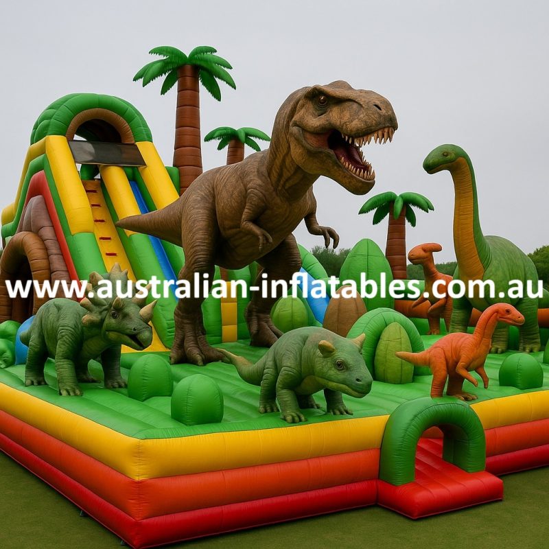 Dinosaur Expedition Obstacle Course Jumping Castle | Australian Inflatables